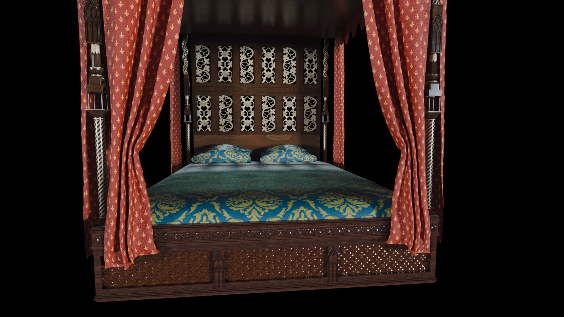 Royal Medieval Bed model - TurboSquid 2140771