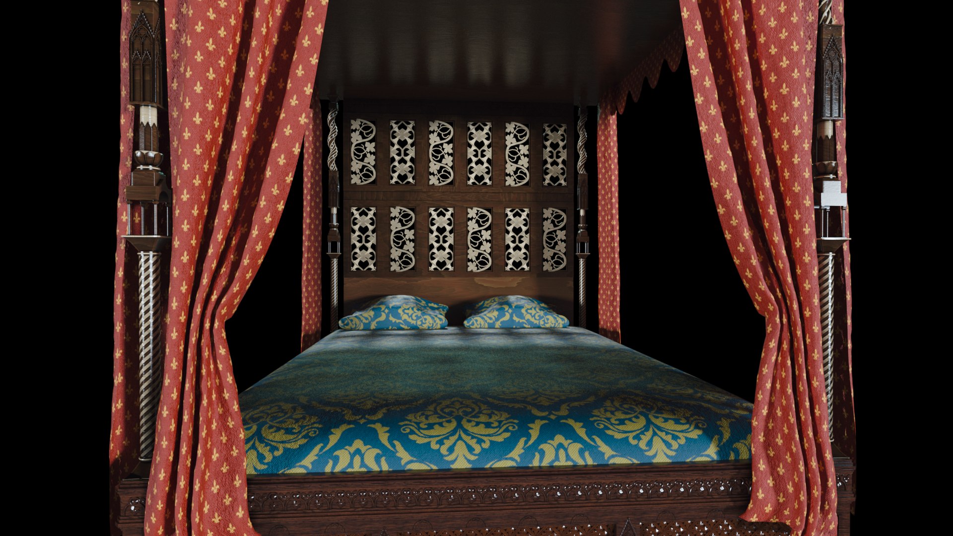 Royal Medieval Bed model - TurboSquid 2140771
