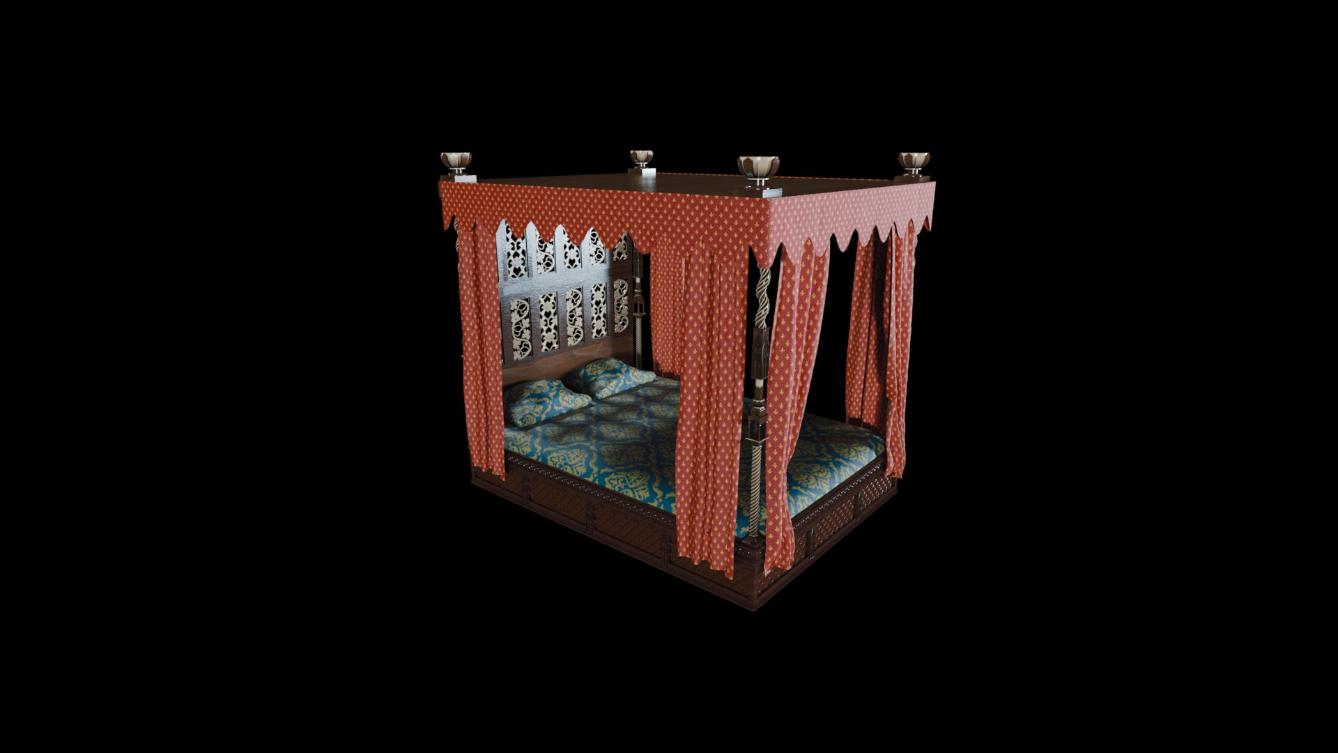 Royal Medieval Bed model - TurboSquid 2140771