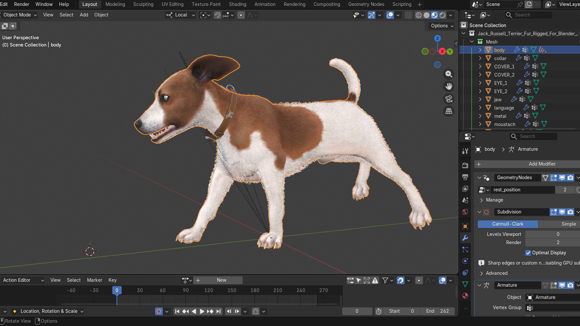 3D Hunting Jack Russell Running Animated Fur Rigged For Blender Model ...