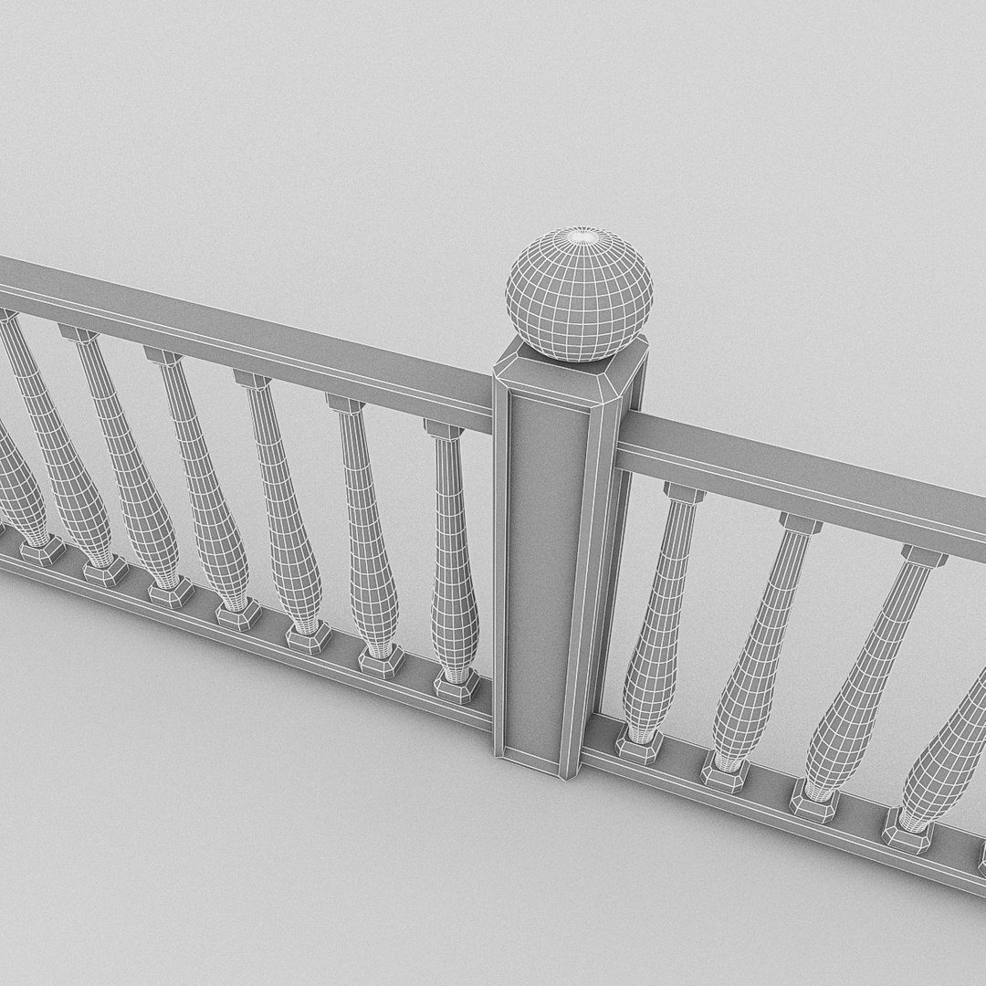 3D Wooden Railing - TurboSquid 1440643