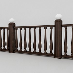 3D wooden railing model - TurboSquid 1440647