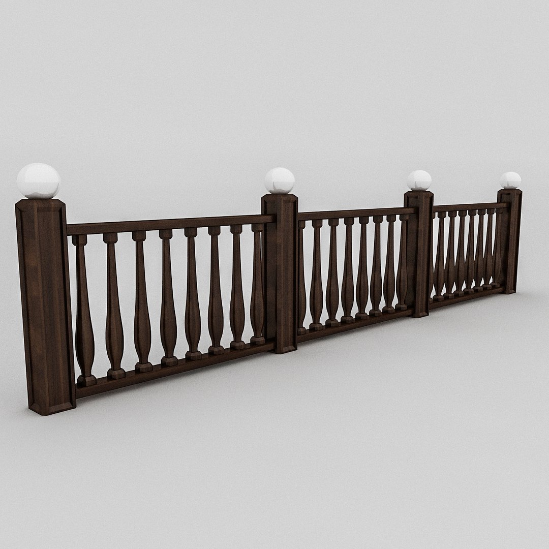 3D Wooden Railing - TurboSquid 1440643