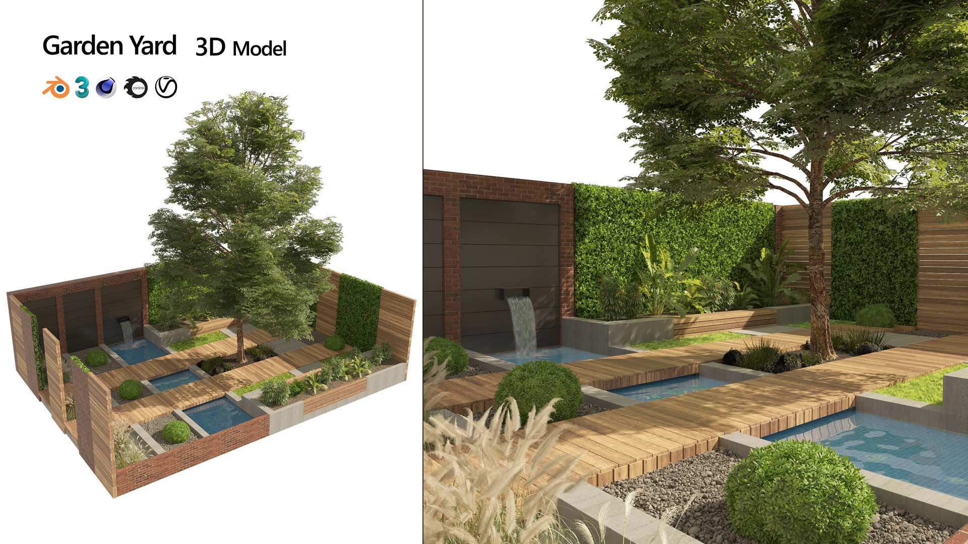 3D Exterior Garden Yard Scene Model - TurboSquid 2009172