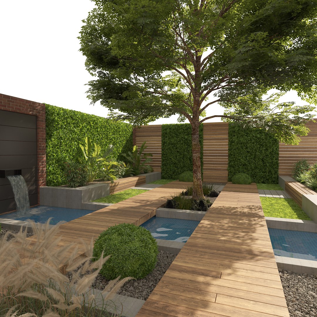 3D Exterior Garden Yard Scene Model - TurboSquid 2009172