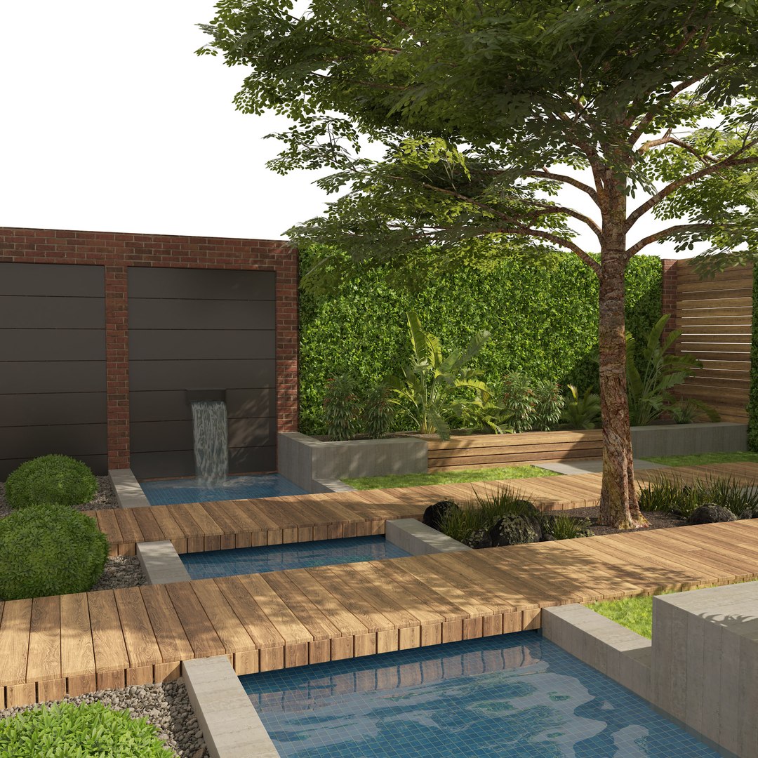 3D Exterior Garden Yard Scene Model - TurboSquid 2009172