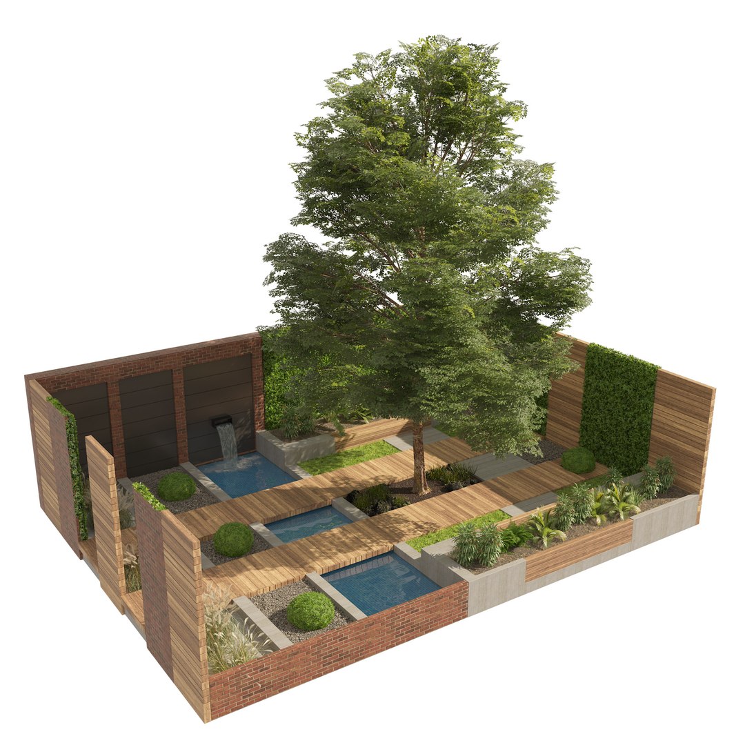 3D Exterior Garden Yard Scene Model - TurboSquid 2009172