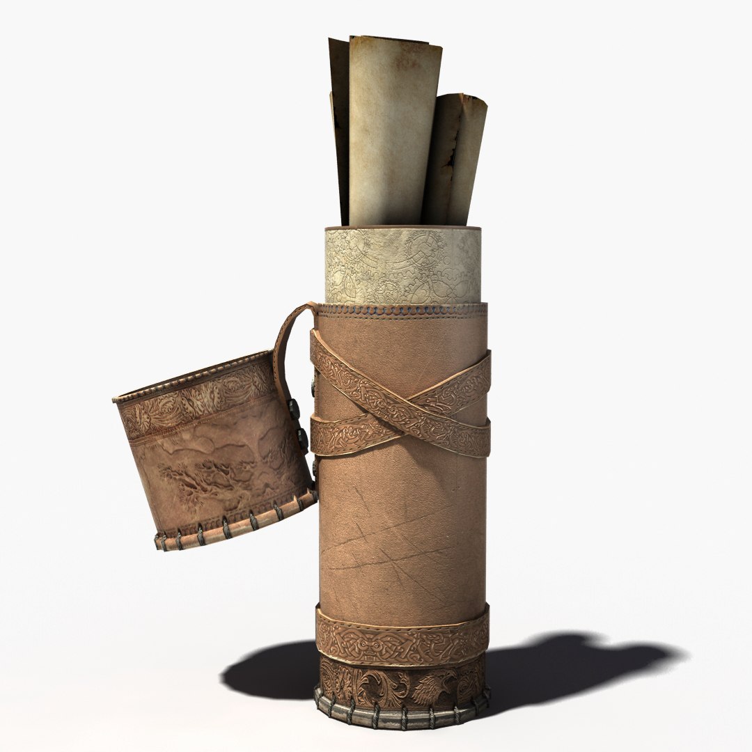 3d leather cylindrical papyrus model