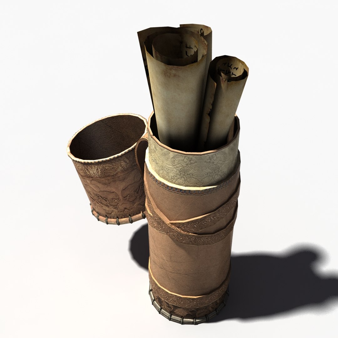 3d leather cylindrical papyrus model