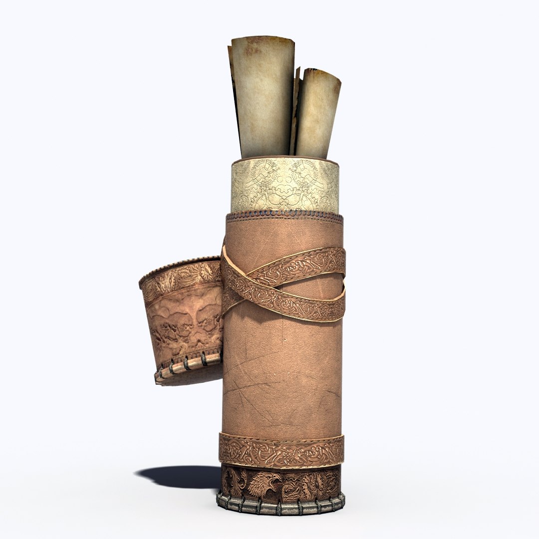 3d leather cylindrical papyrus model