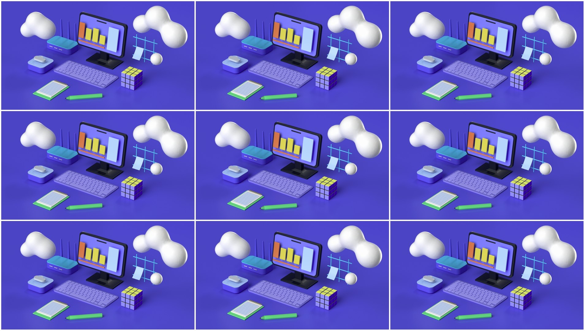 Computer Interface Desktop Cartoon Element Cartoon Scene 2D Office UI ...