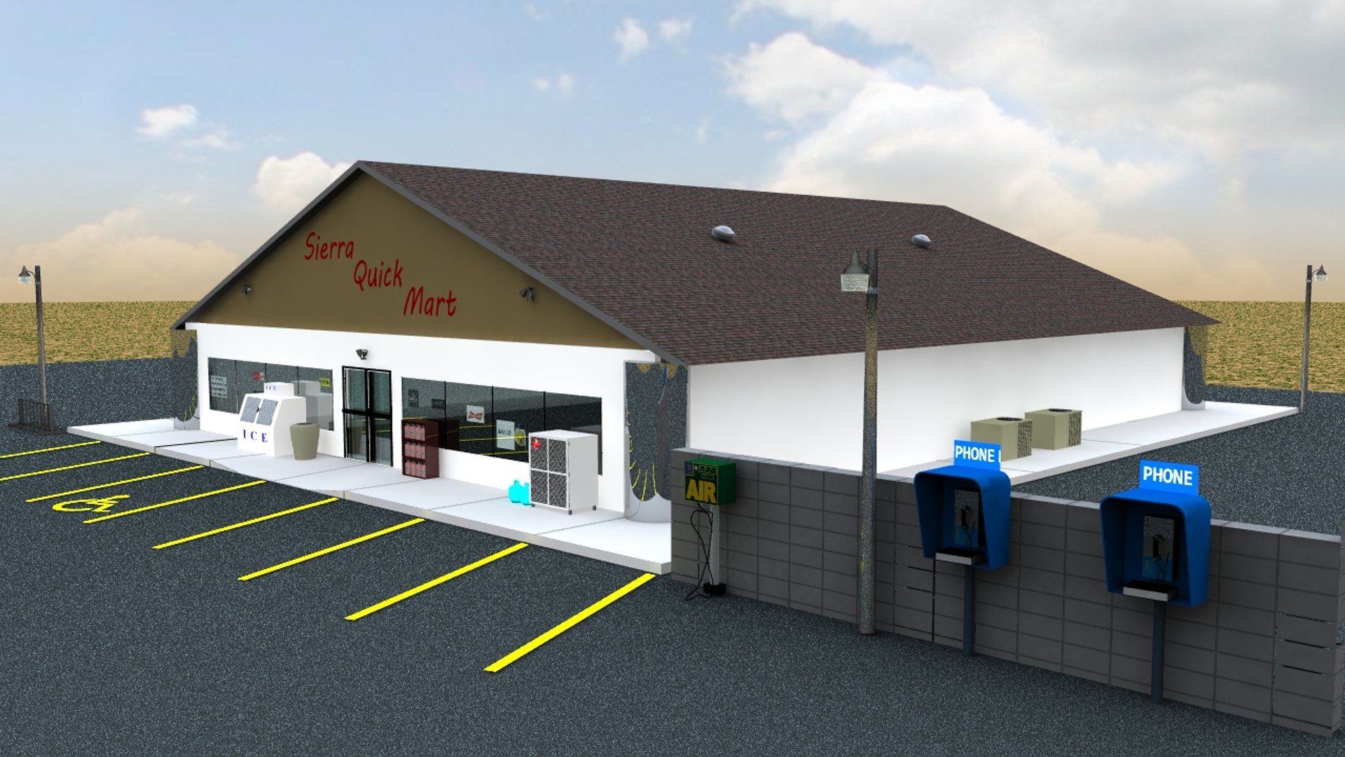 3d Convenience Store Desert Model