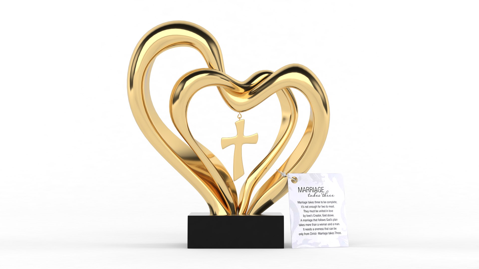 Double Heart Wedding Cross 3D model - TurboSquid 1900384