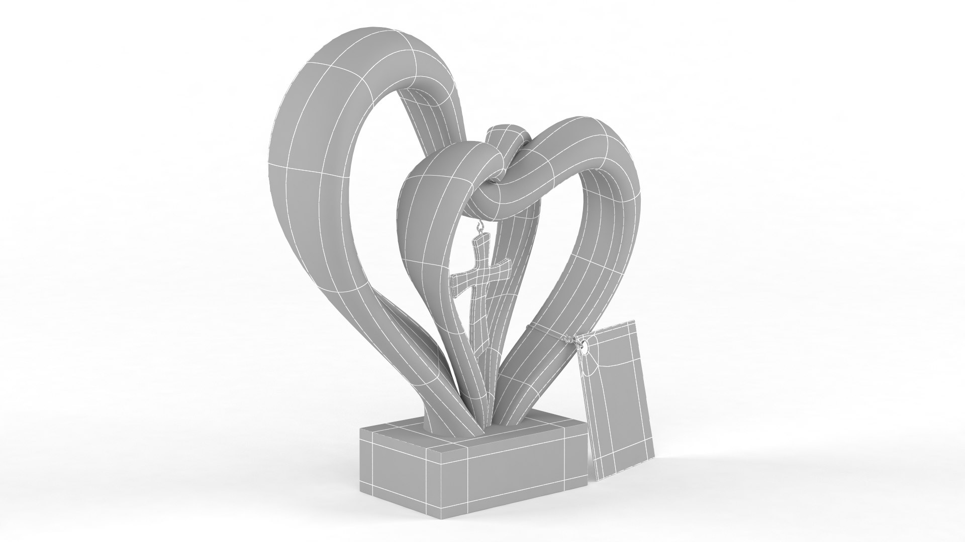 Double Heart Wedding Cross 3D model - TurboSquid 1900384