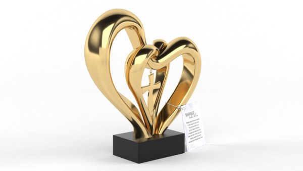 Double Heart Wedding Cross 3D model - TurboSquid 1900384
