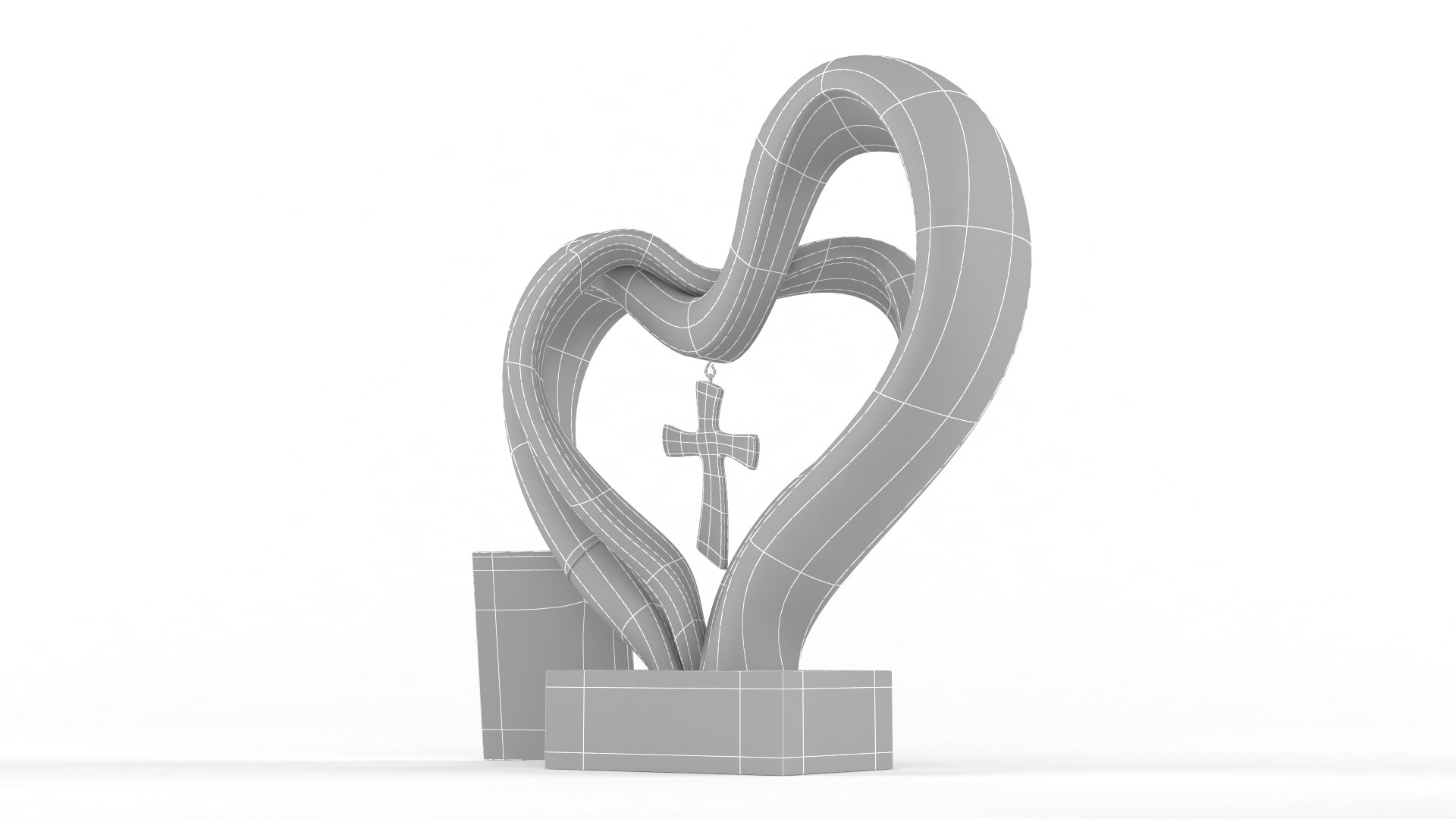 Double Heart Wedding Cross 3D model - TurboSquid 1900384