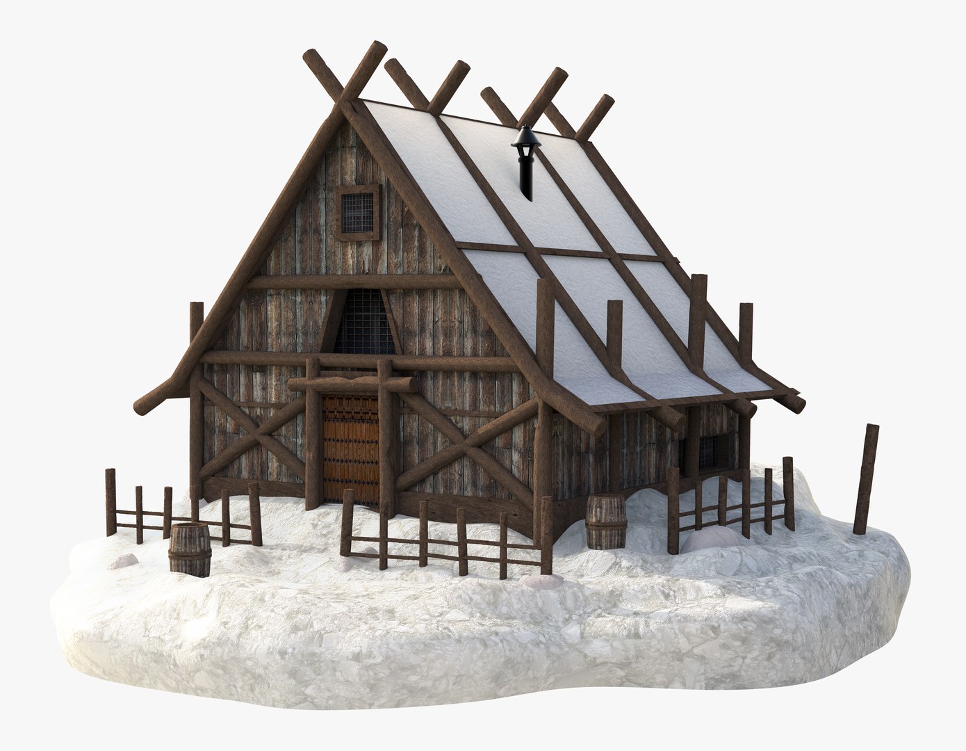 Winter Wood House 3D Model - TurboSquid 1861052