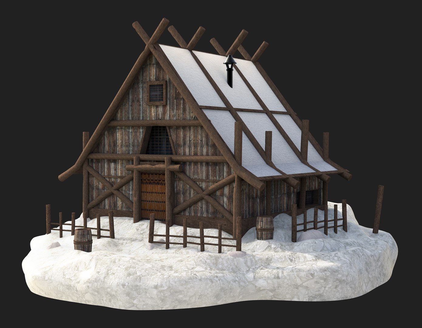 Winter Wood House 3D Model - TurboSquid 1861052