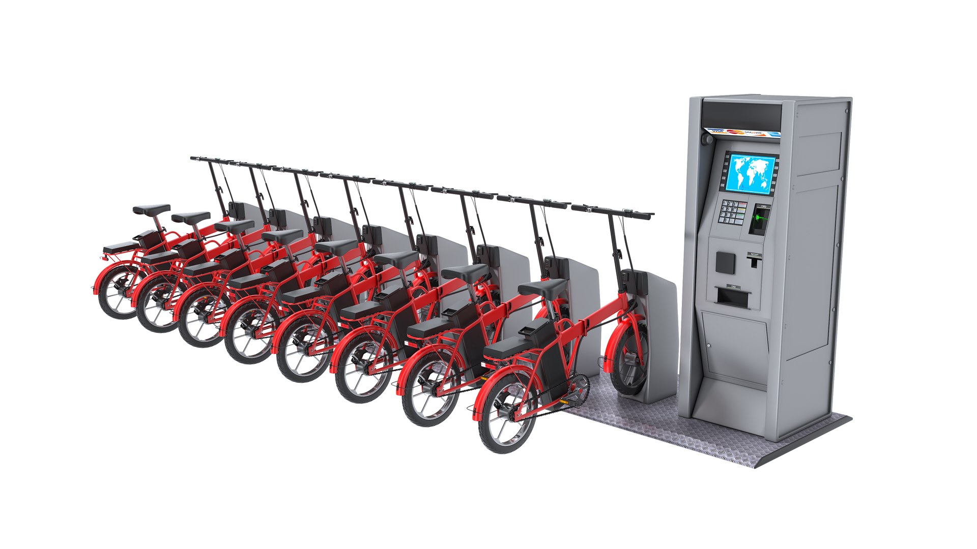 Electric Rental Station And Bike Rack 3D Model - TurboSquid 2231878