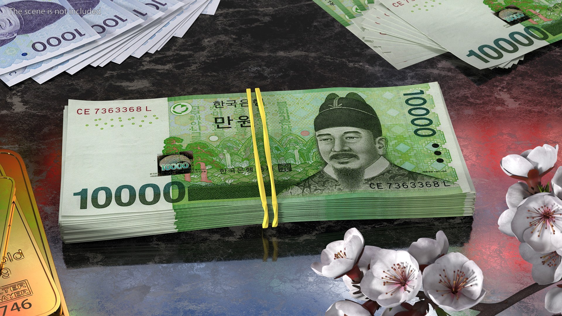 Stack of Korea Republic Won KRW 10000 Banknotes 3D model - TurboSquid ...