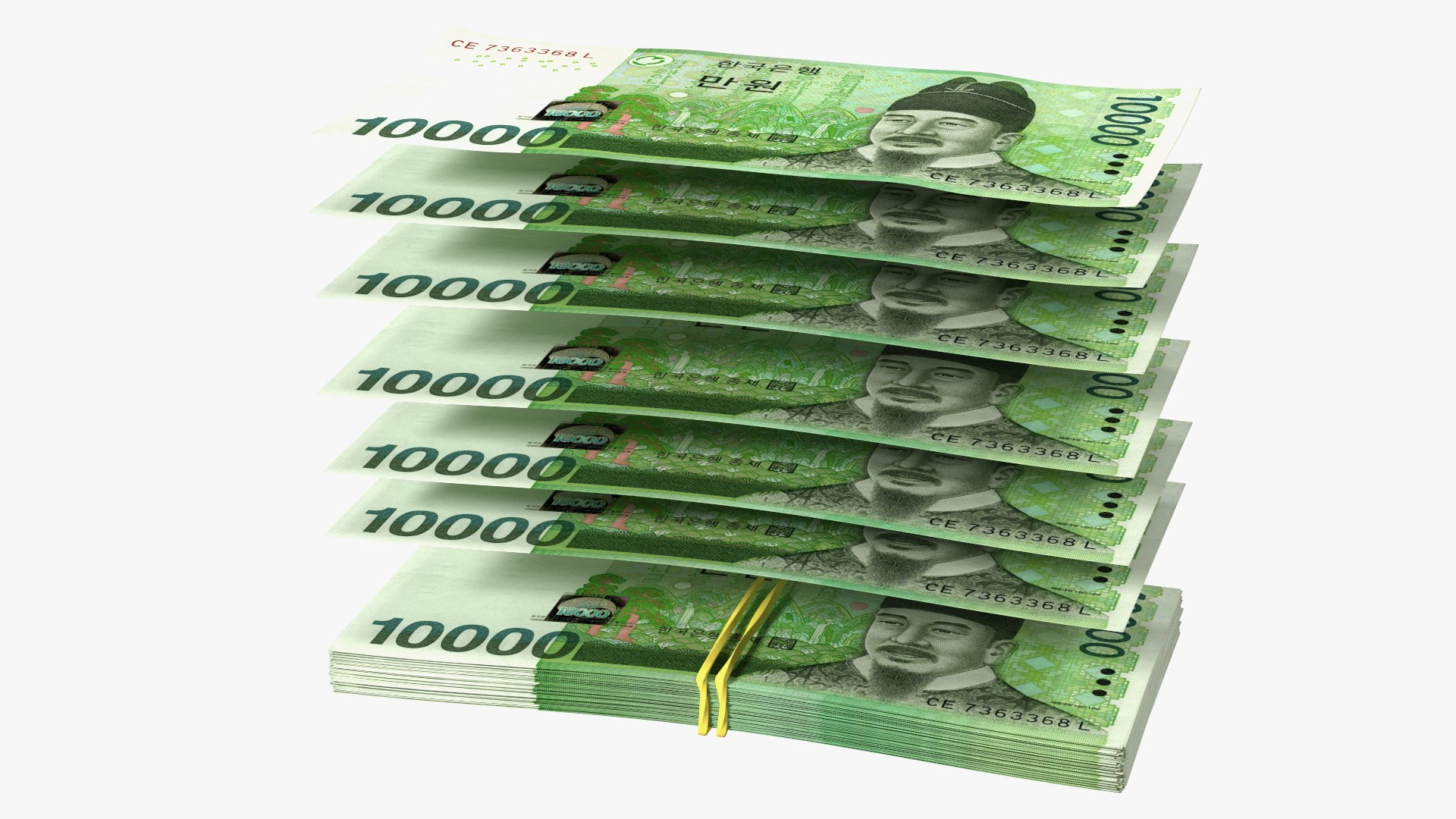 Stack of Korea Republic Won KRW 10000 Banknotes 3D model - TurboSquid ...