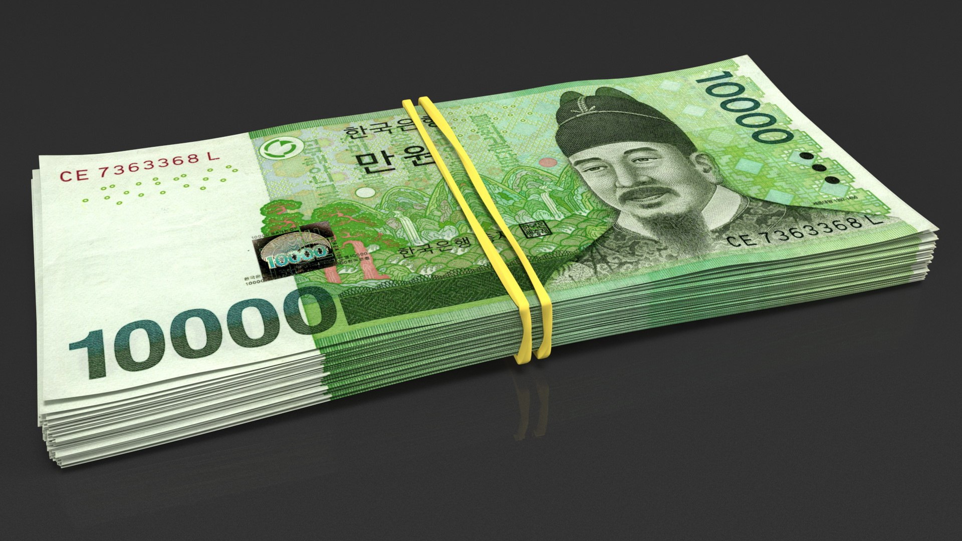 Stack of Korea Republic Won KRW 10000 Banknotes 3D model - TurboSquid ...