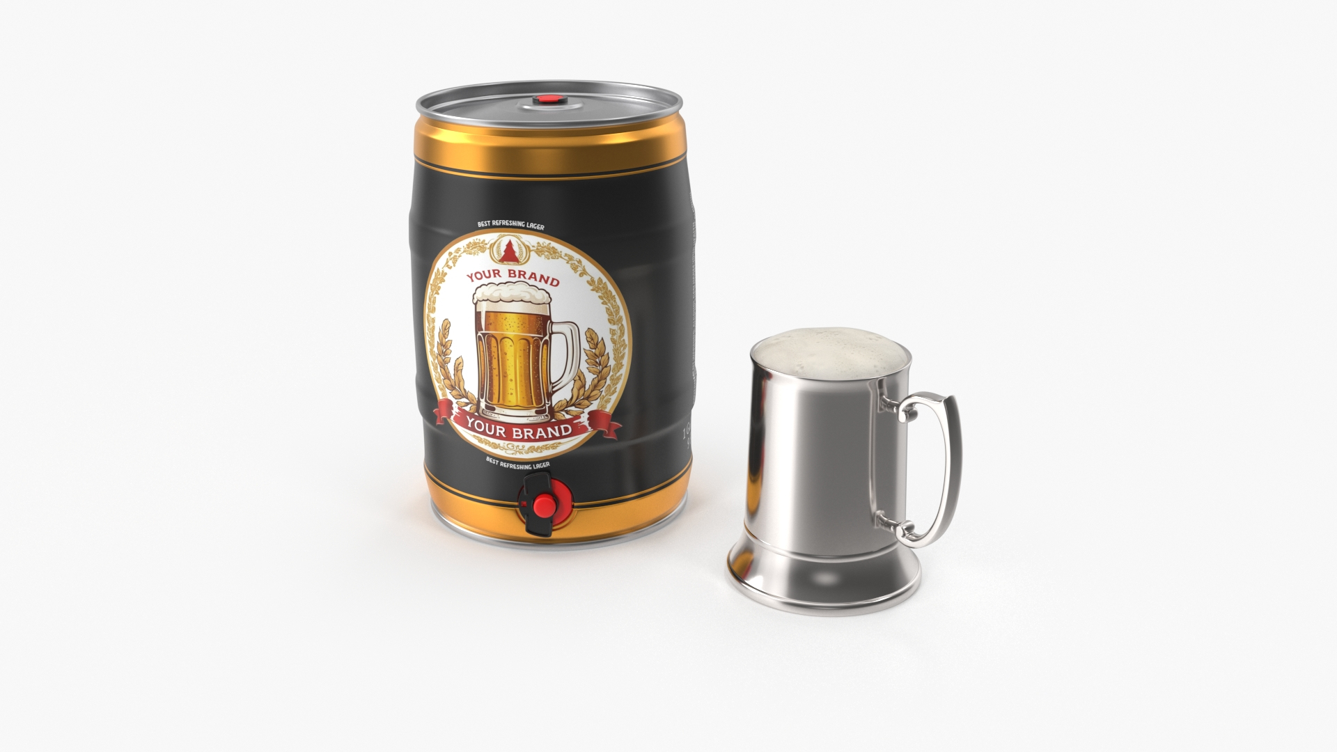 Beer Keg With Mug Mockup 3D Model - TurboSquid 2302652