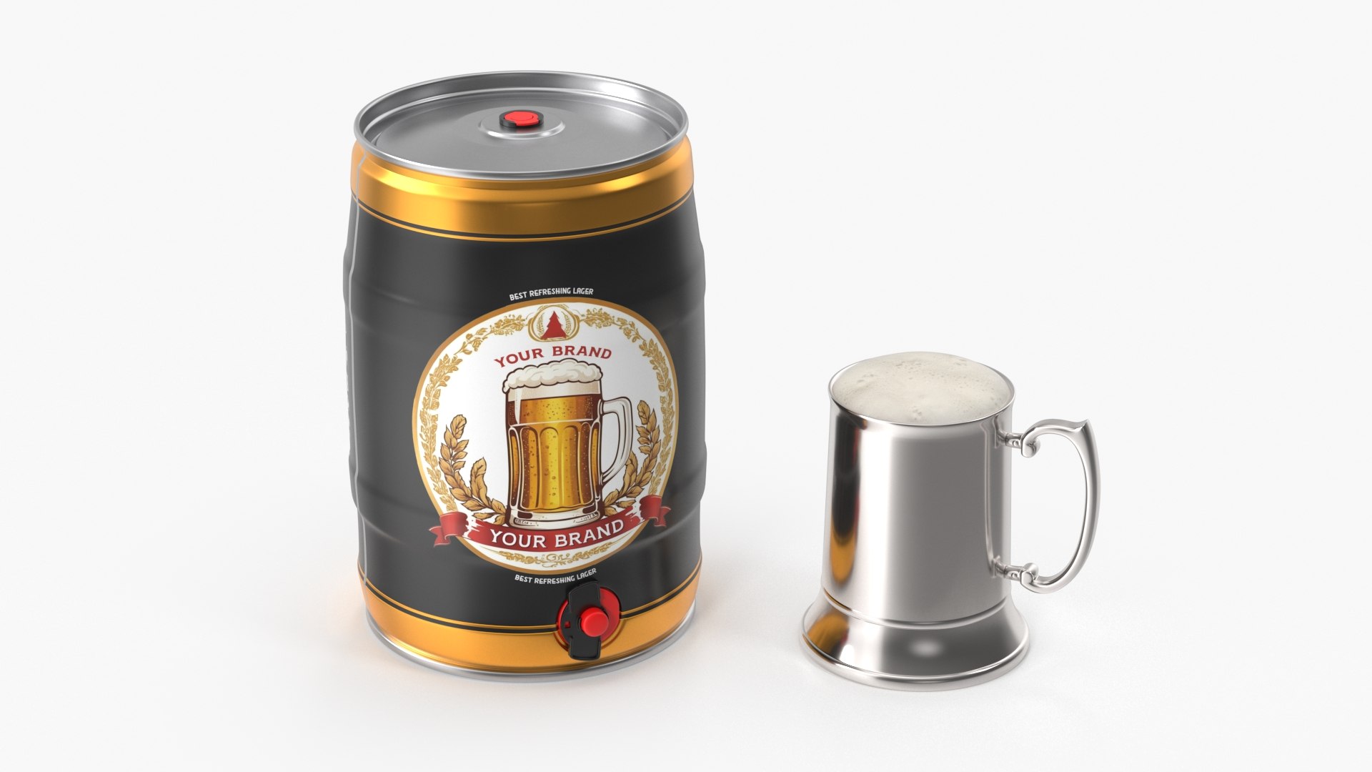 Beer Keg With Mug Mockup 3D Model - TurboSquid 2302652