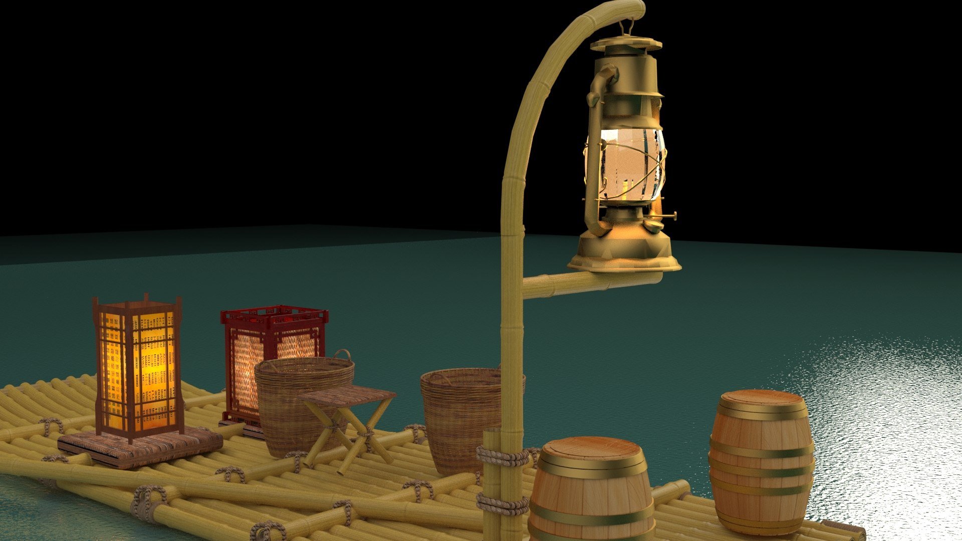 Chinese Fishing Raft Model - TurboSquid 1677028