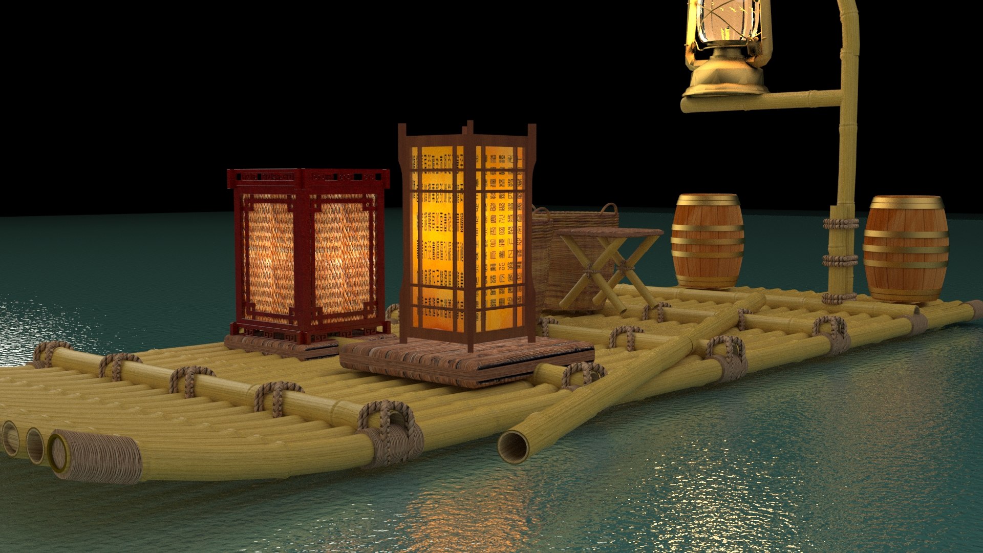 Chinese Fishing Raft Model - TurboSquid 1677028