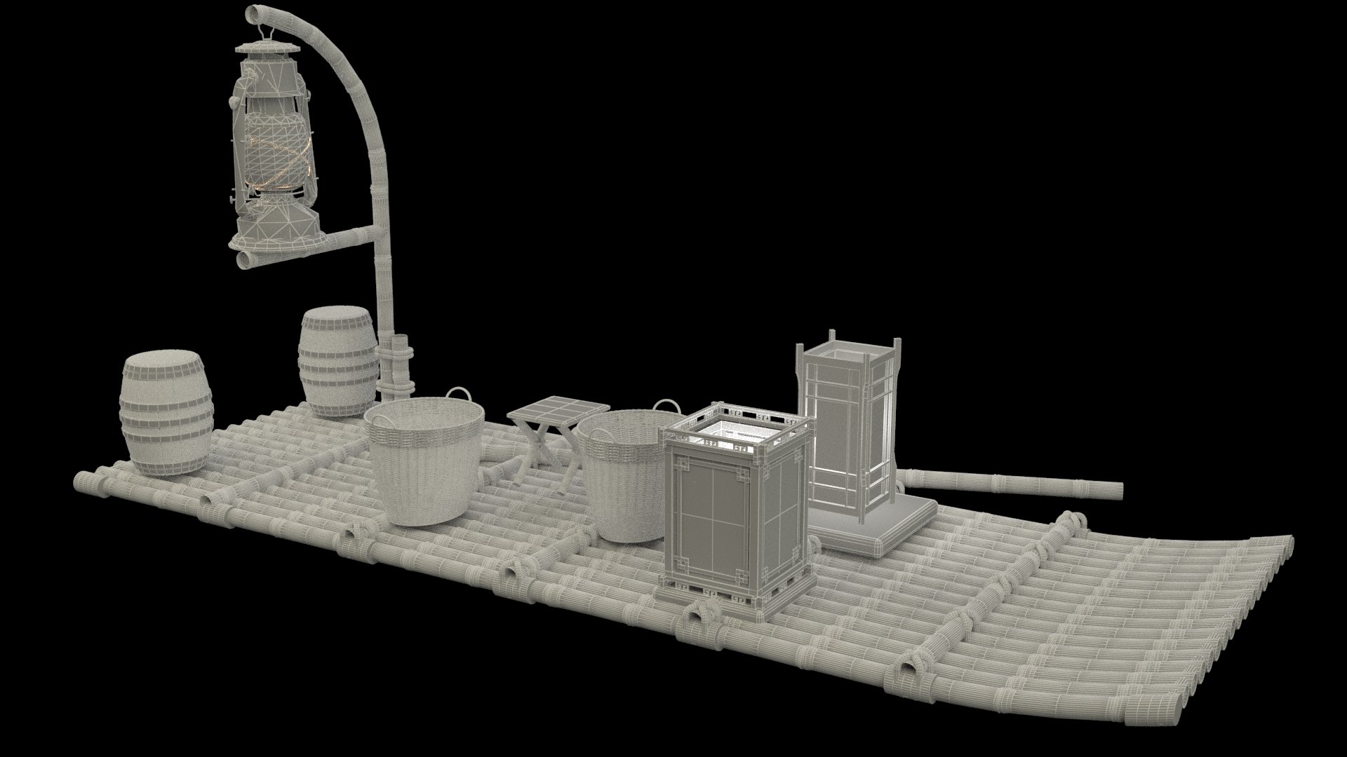 Chinese Fishing Raft Model - TurboSquid 1677028