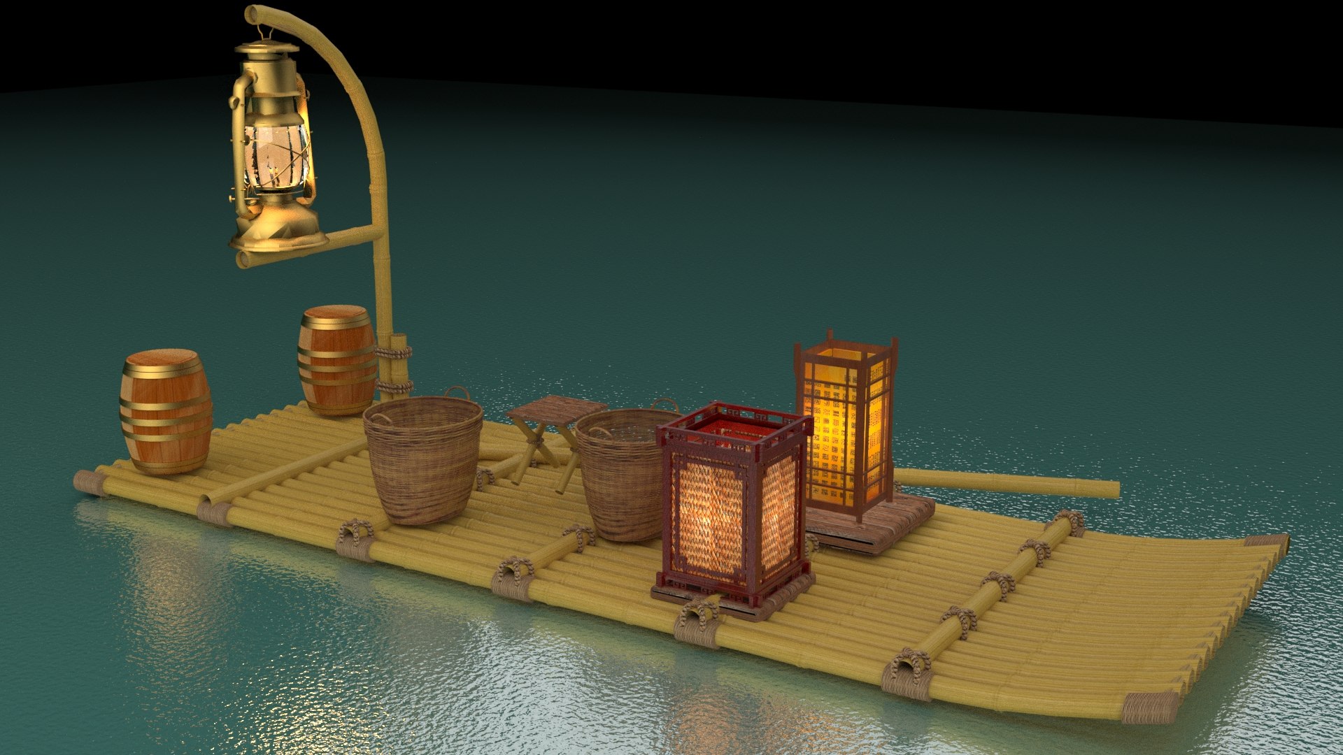 Chinese Fishing Raft Model - TurboSquid 1677028