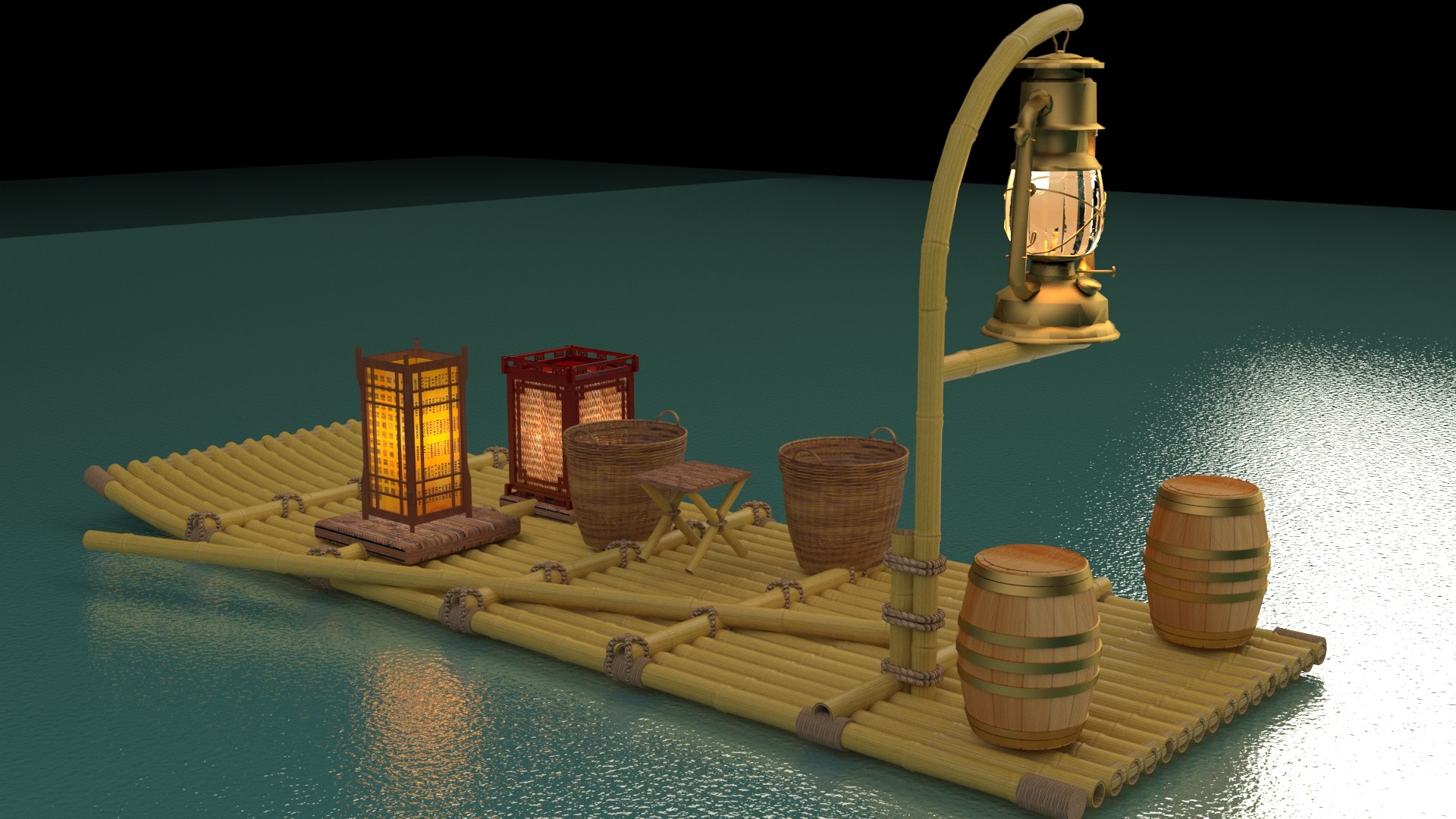 Chinese Fishing Raft Model - TurboSquid 1677028