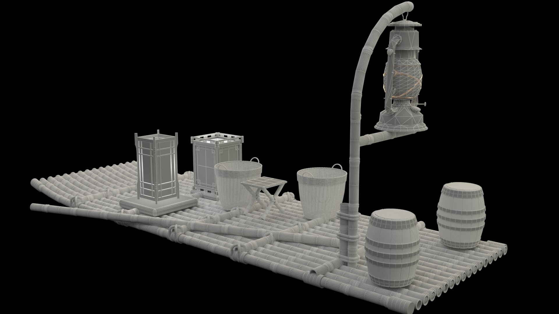 Chinese Fishing Raft Model - TurboSquid 1677028