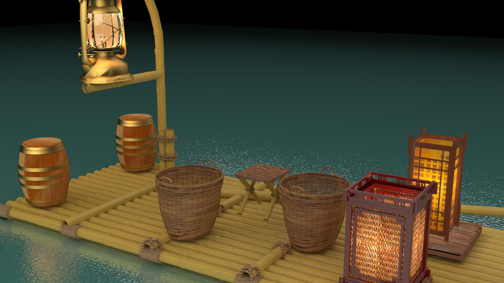 Chinese Fishing Raft Model - TurboSquid 1677028