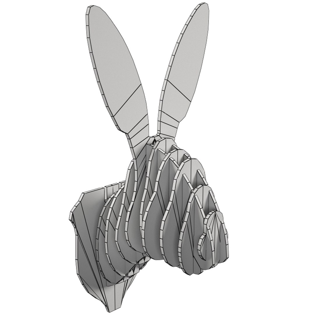3d model cardboard rabbit head