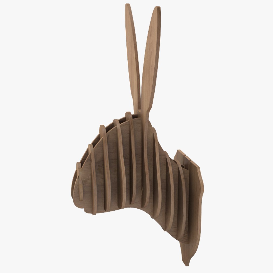 3d model cardboard rabbit head