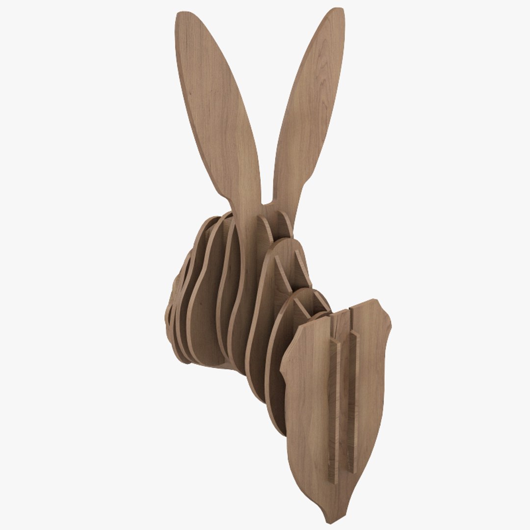 3d model cardboard rabbit head