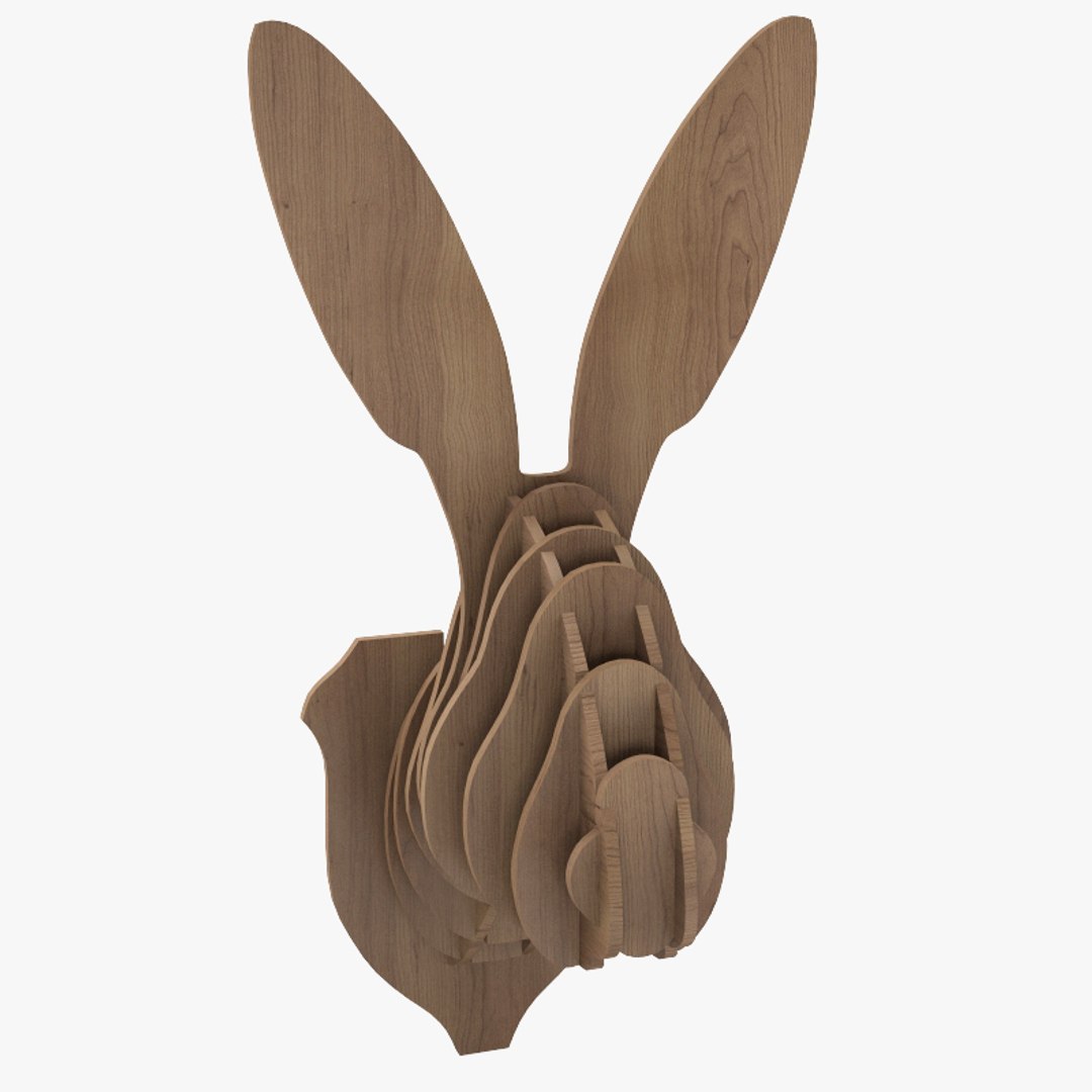3d model cardboard rabbit head