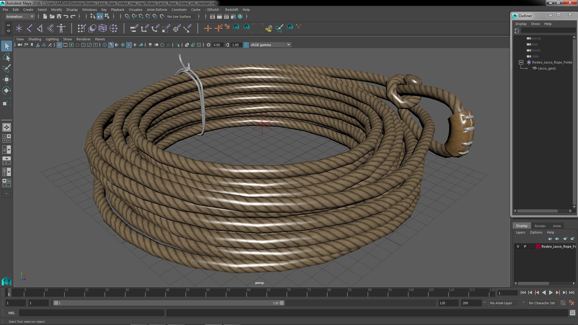 3D Rodeo Lasso Rope Folded - TurboSquid 2160940