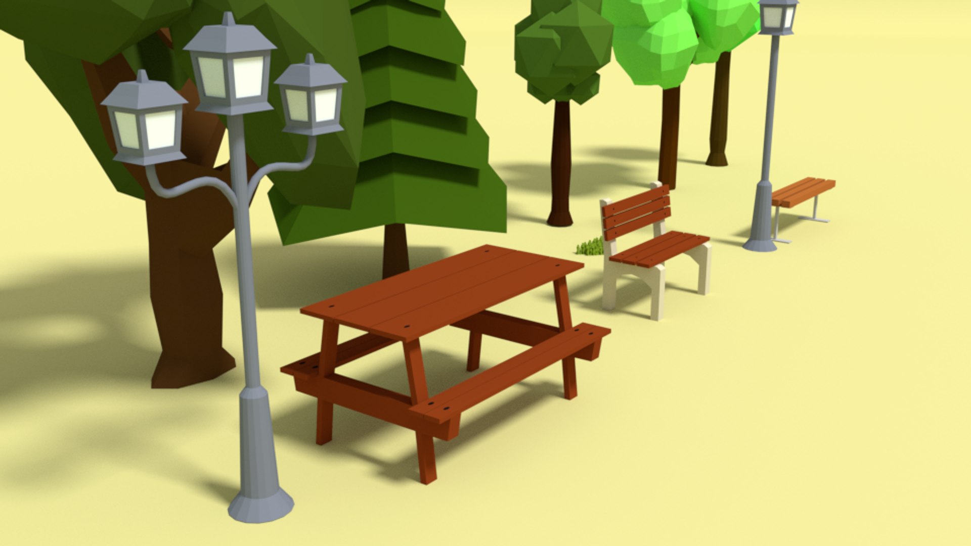 3D Park Assets Pack Model - TurboSquid 1407378