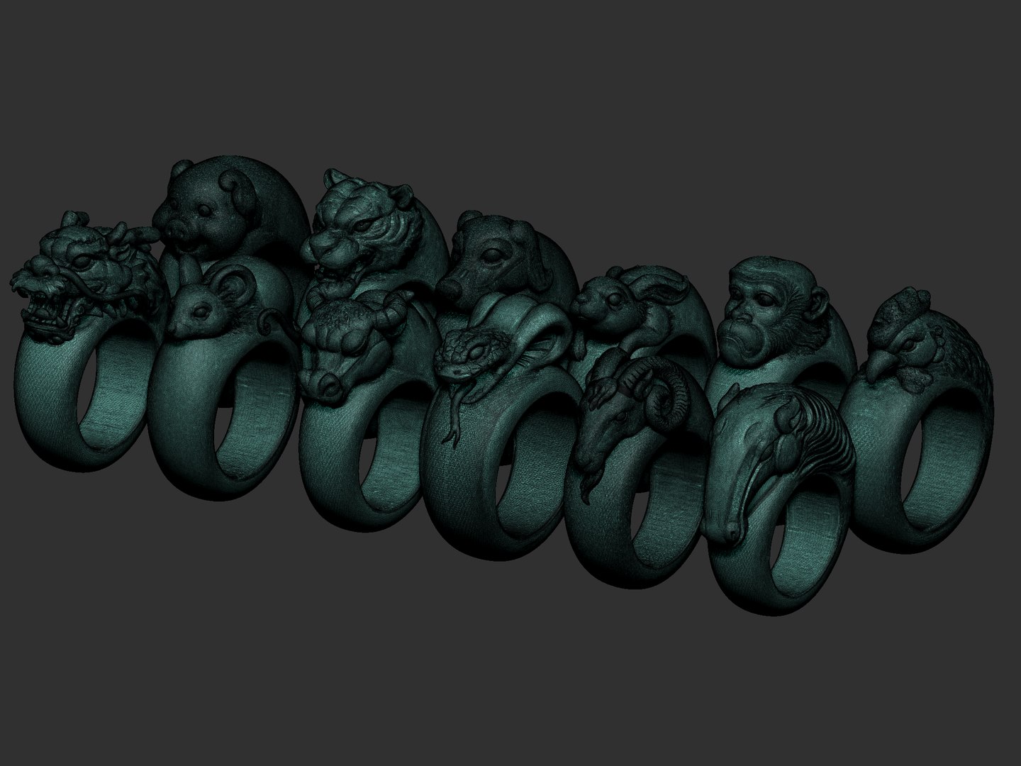 3D 12 Animal Rings Model - TurboSquid 2172269