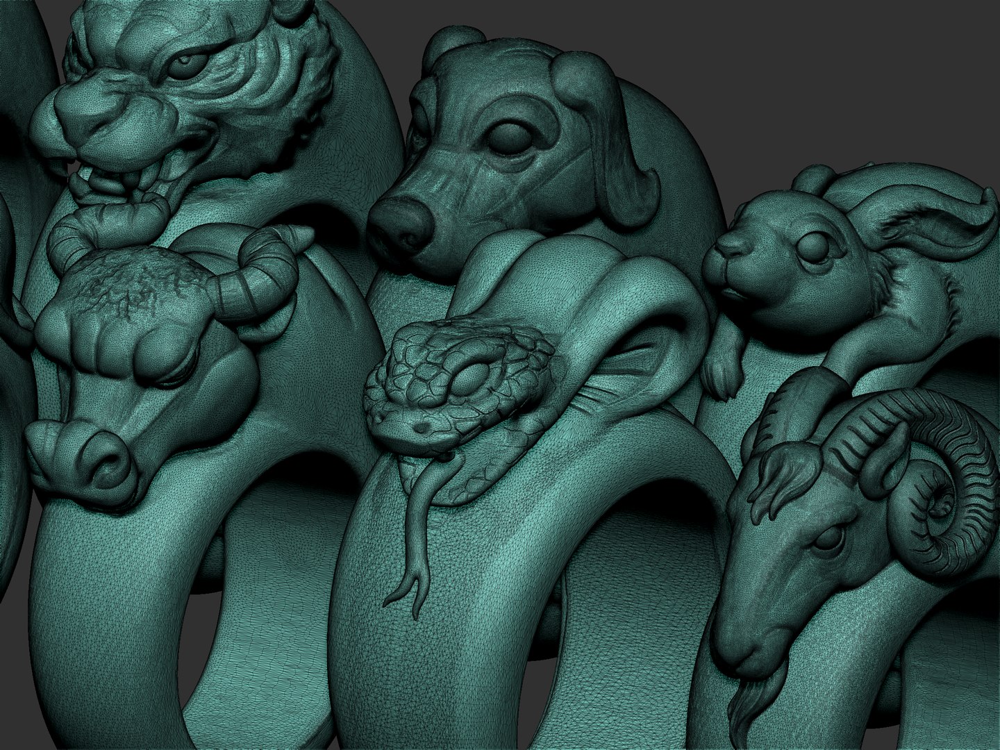 3D 12 Animal Rings Model - TurboSquid 2172269