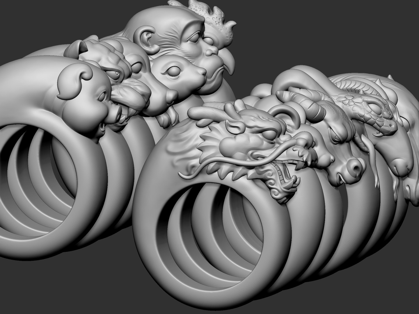 3D 12 Animal Rings Model - TurboSquid 2172269