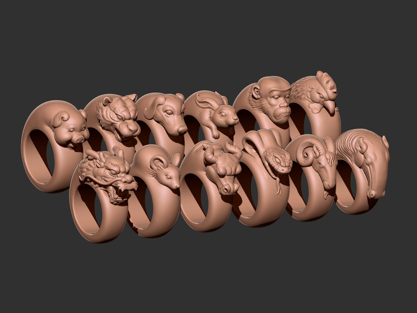 3D 12 Animal Rings Model - TurboSquid 2172269