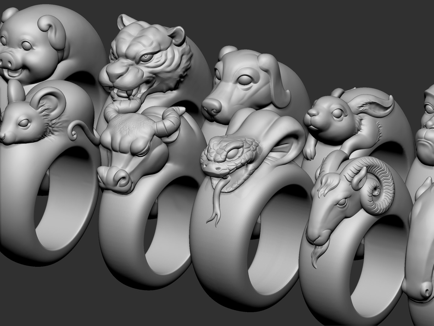 3D 12 Animal Rings Model - TurboSquid 2172269