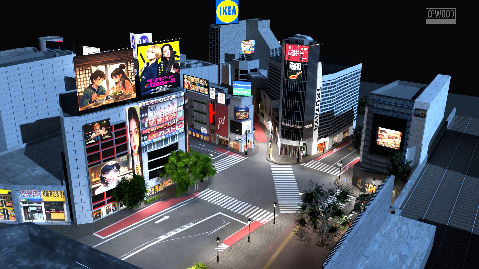 Realistic Shibuya Scramble Crossing Shibuya City Tokyo Japan 3D Model ...