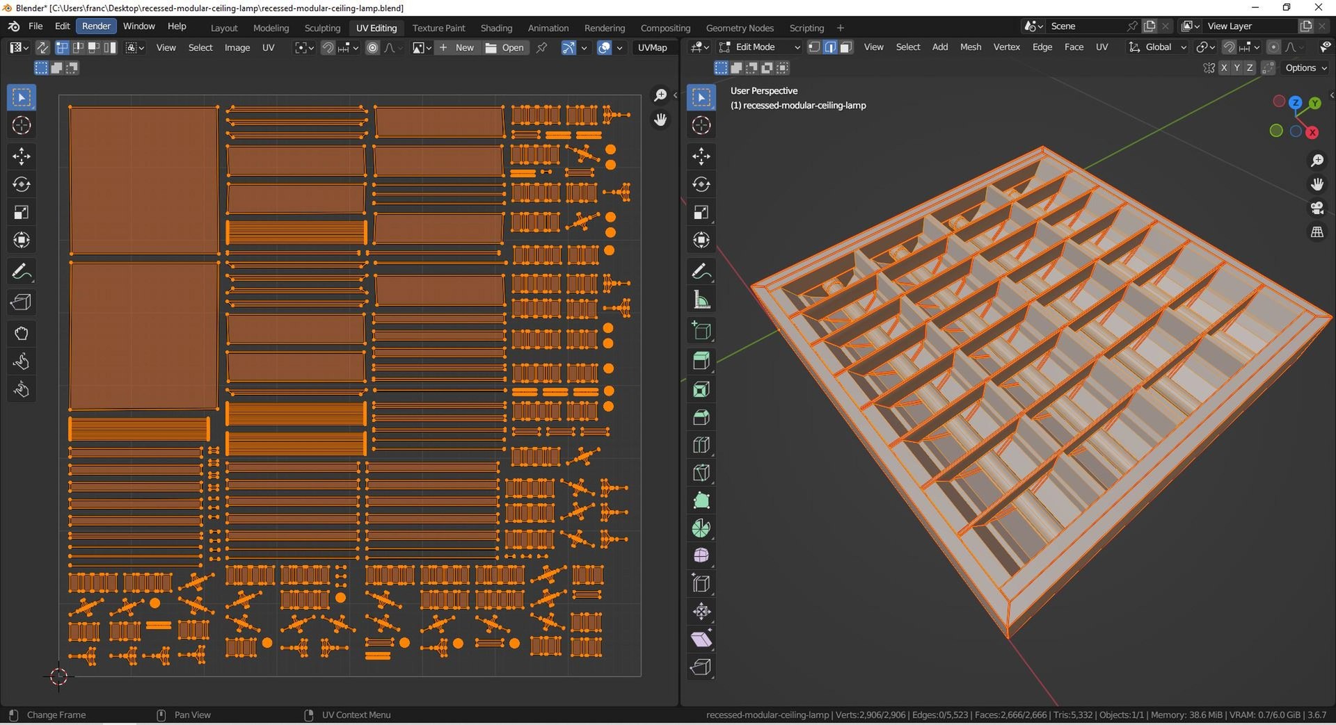3D Recessed Modular Ceiling Lamp - TurboSquid 2183528