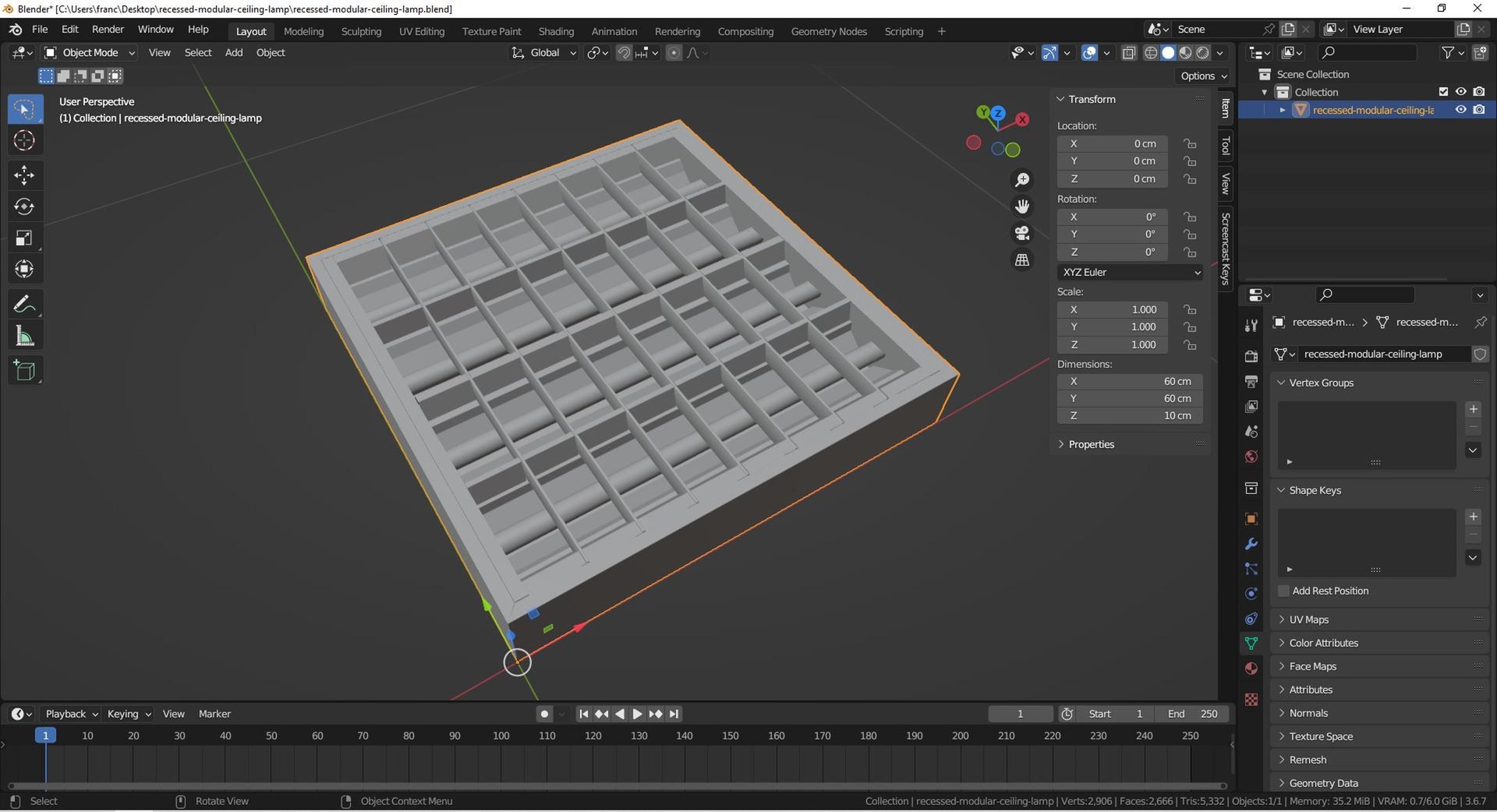 3D Recessed Modular Ceiling Lamp - TurboSquid 2183528