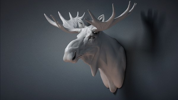 Moose Head Sculpture Antlers 3D model - TurboSquid 1773559